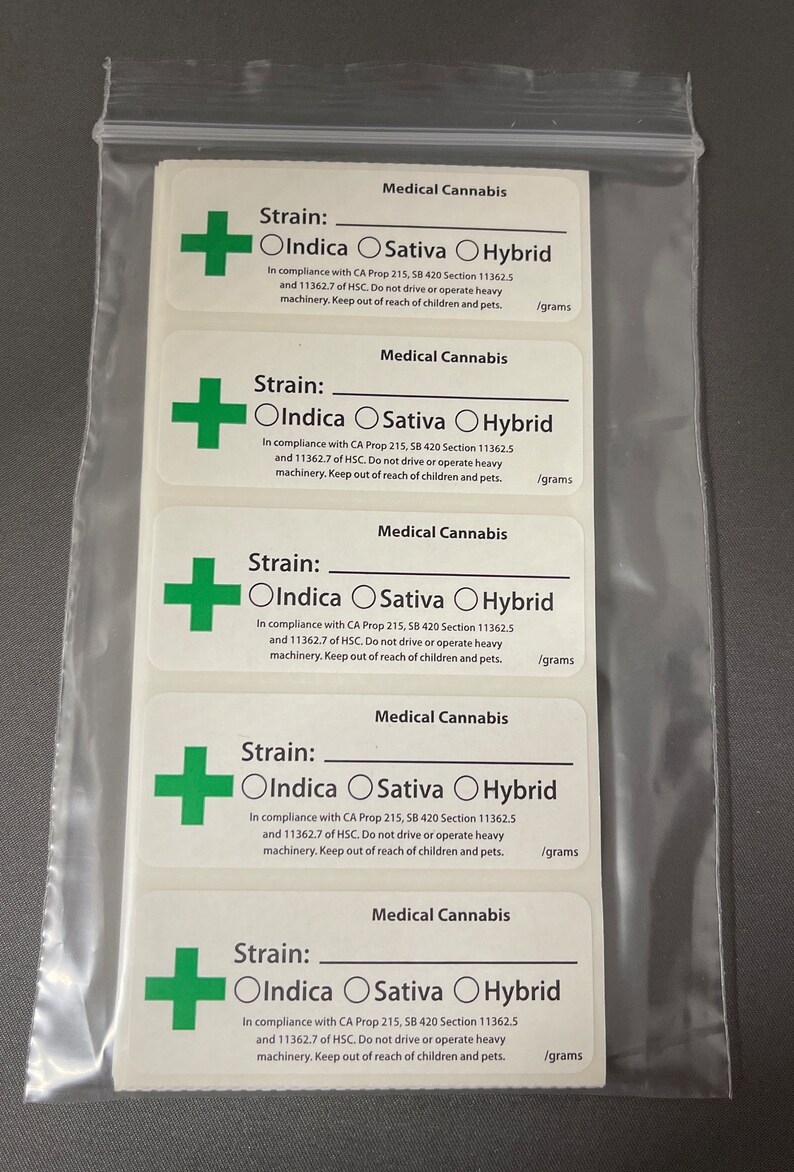 100 LABELS Green Cross California Medical Cannabis Ca Prop 215 SB 420 ...