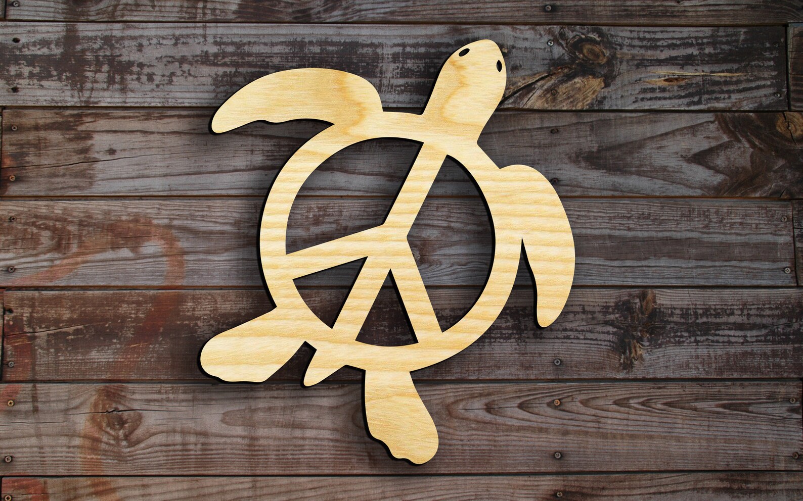 Peace Sign Turtle Wooden Wall Decor / Decoration for Living | Etsy