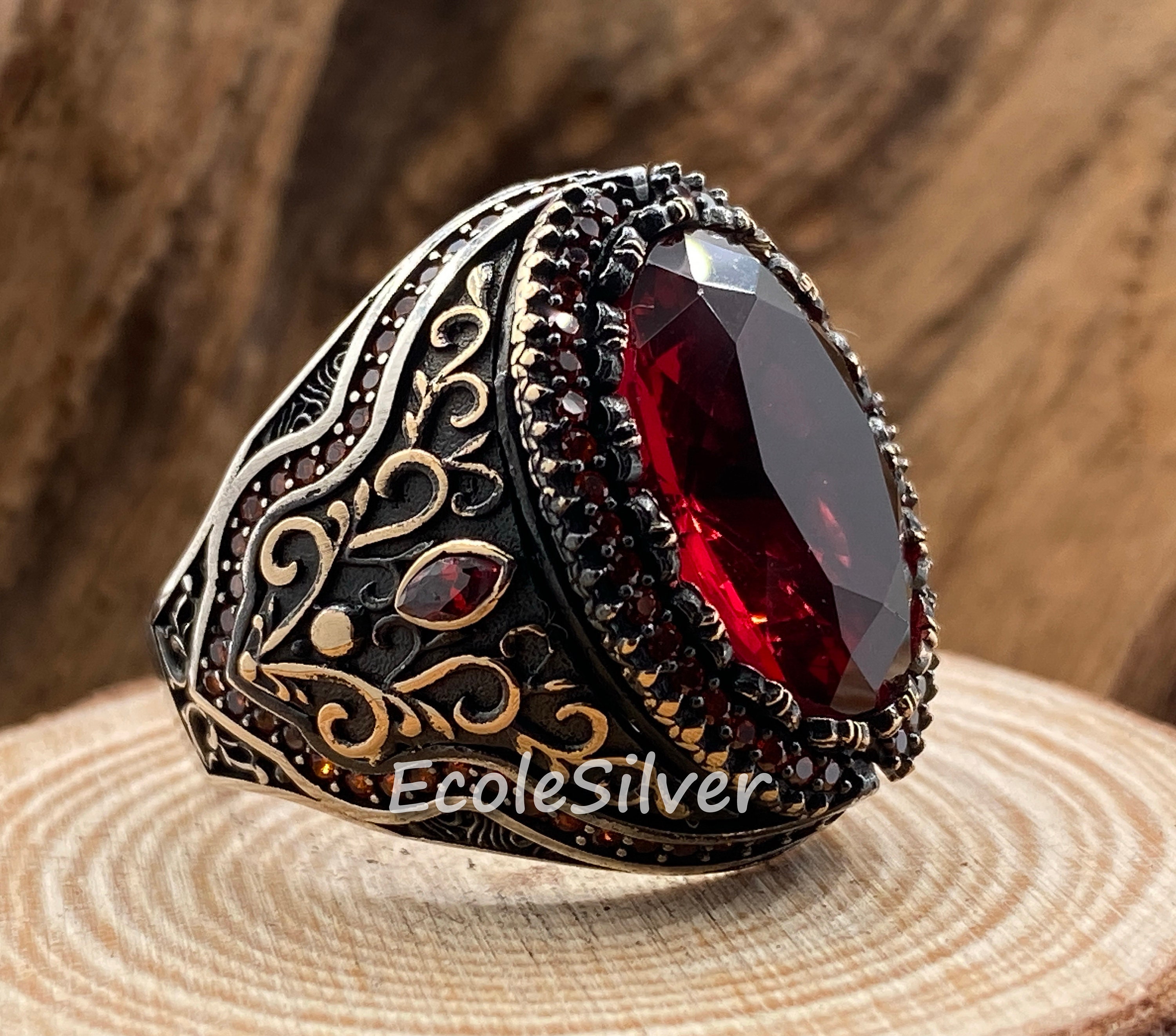 Ruby Stone Ring Men