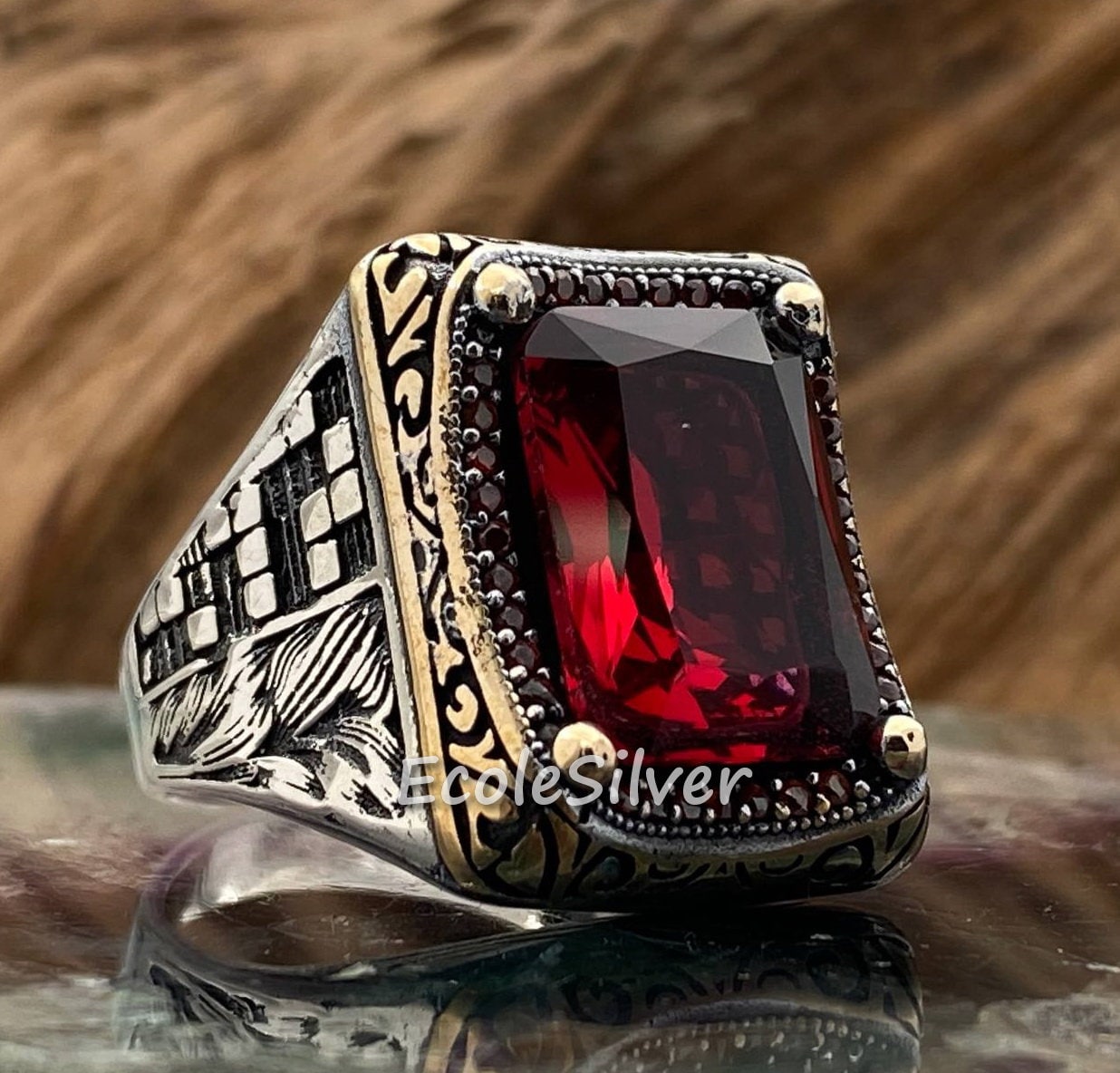 Ruby Stone Ring Men