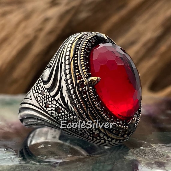 Ruby Stone Ring Men