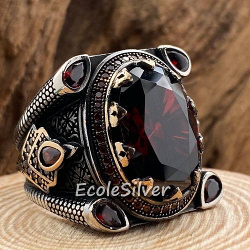 Ruby Stone Men Silver Ring 925 Sterling Silver Ruby Gemstone - Etsy