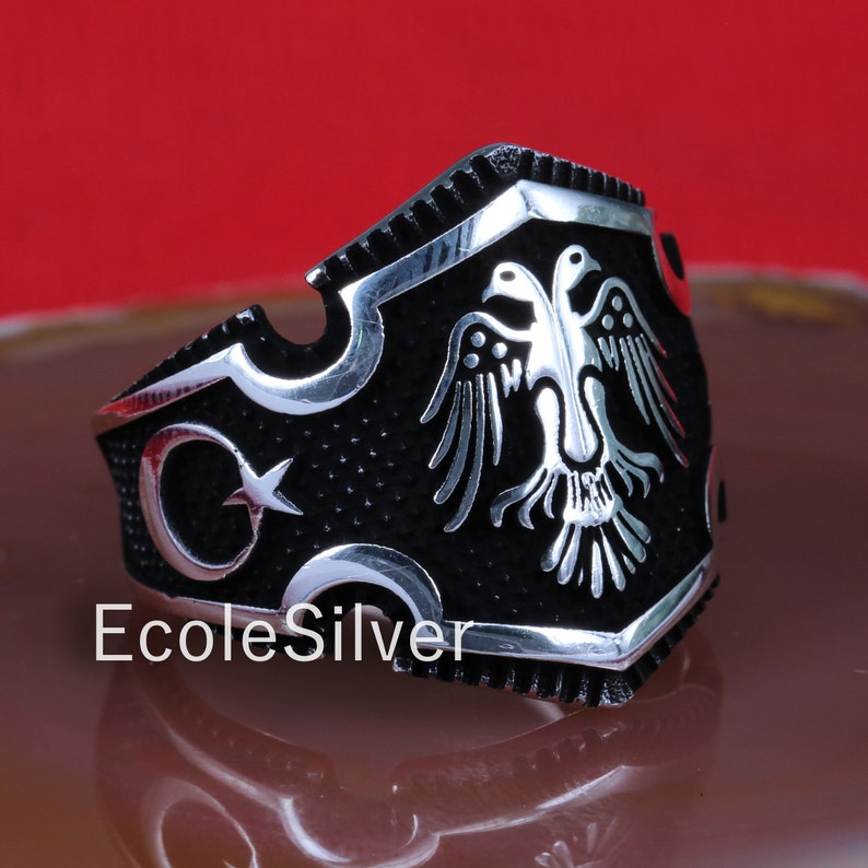 Silver Mens Ring Seljuk Empire Eagle Two Head Eagle Ring - Etsy
