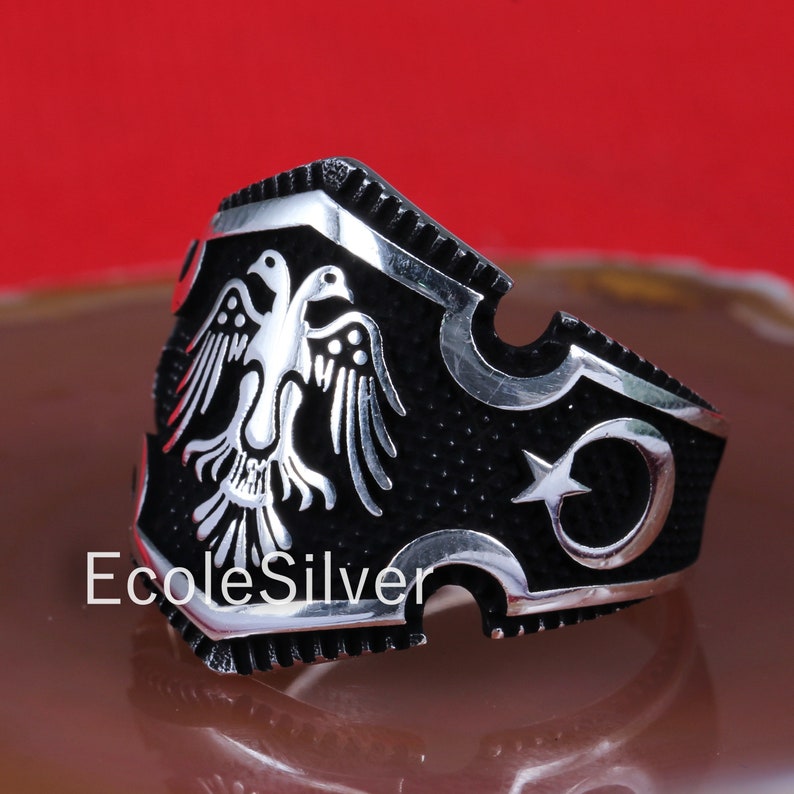Silver Mens Ring Seljuk Empire Eagle Two Head Eagle Ring | Etsy