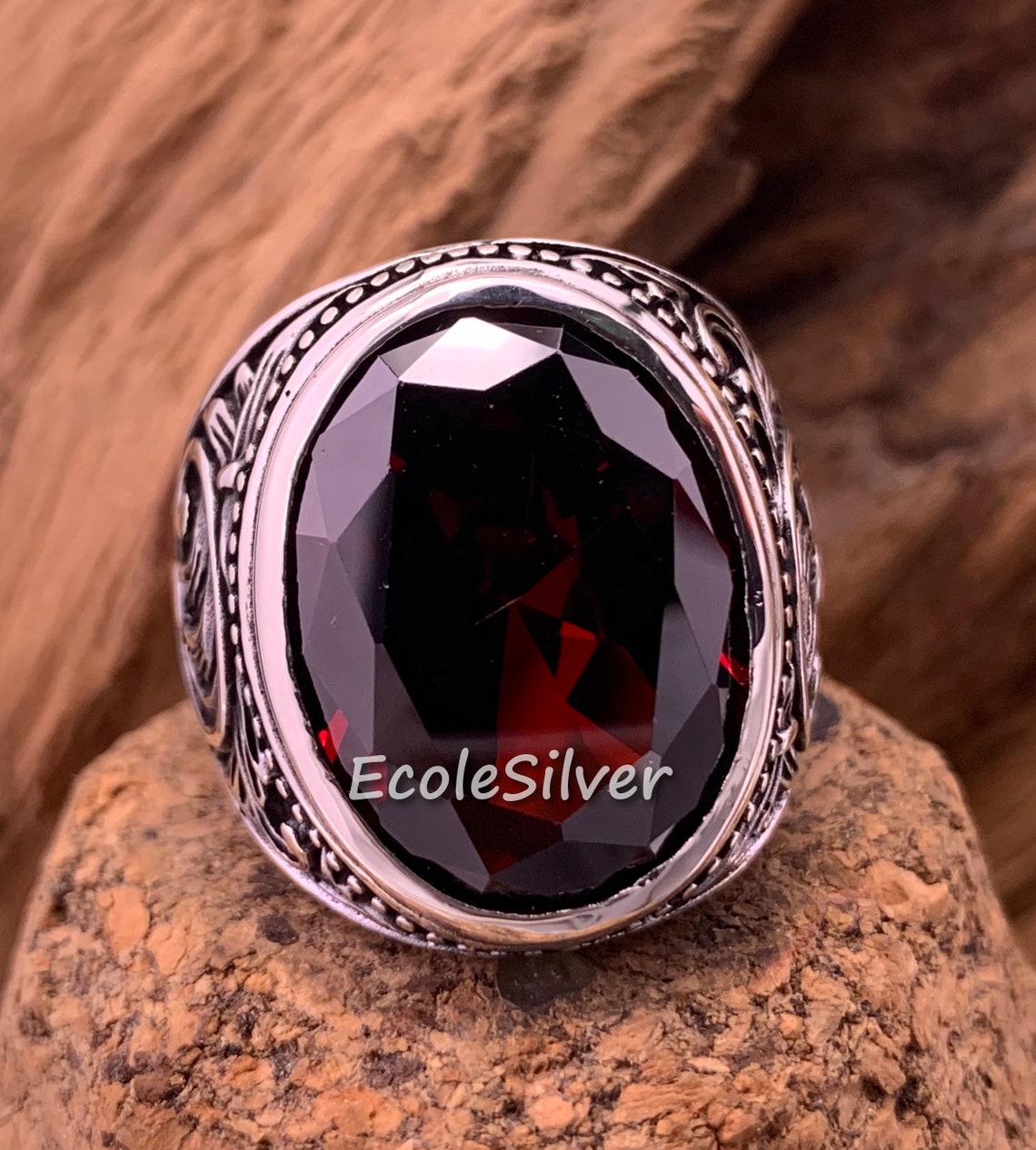 Mens Ruby Stone Ringsterling Silver Men Ringstone Men | Etsy