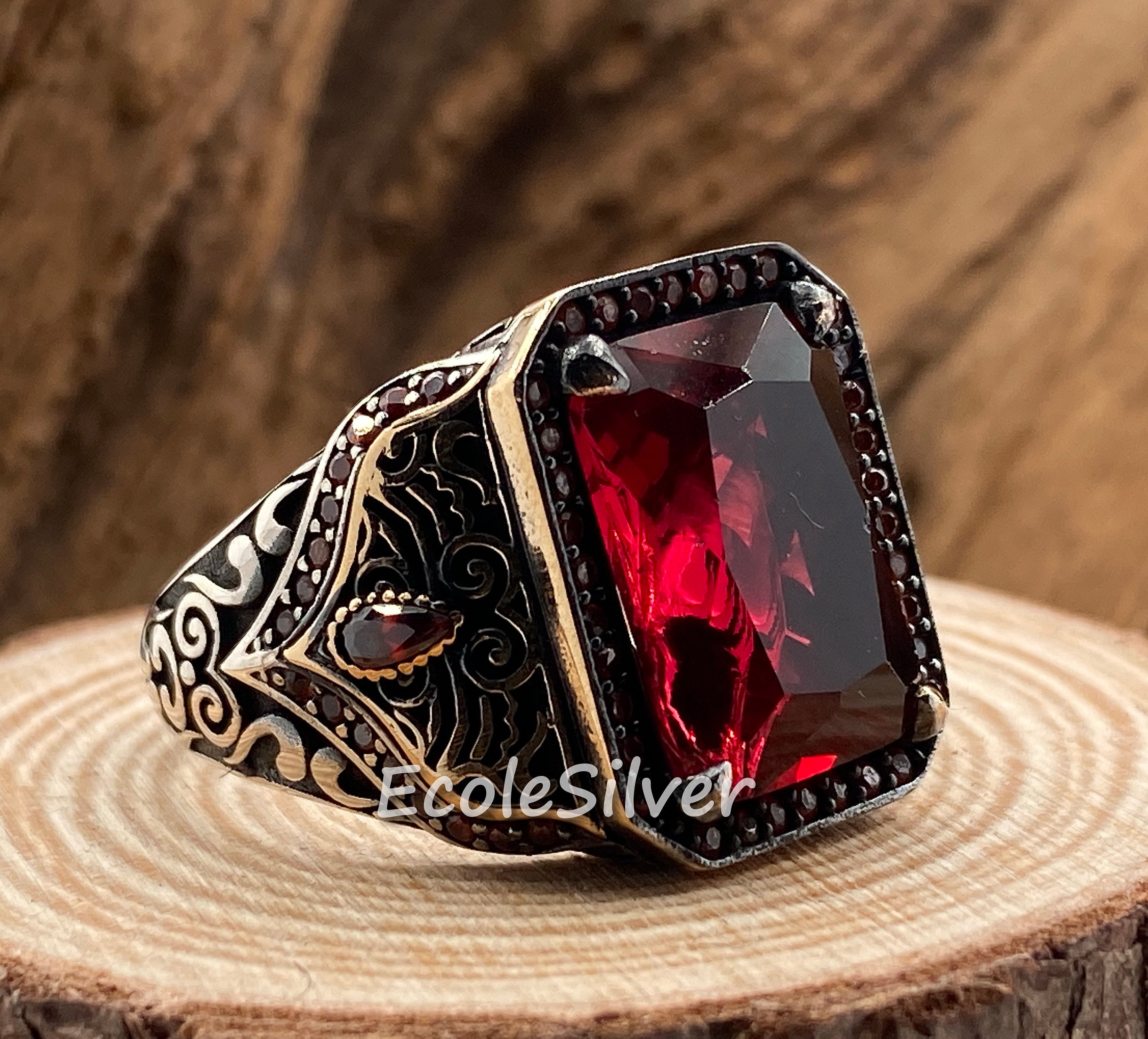 Silver Ruby Rings For Men
