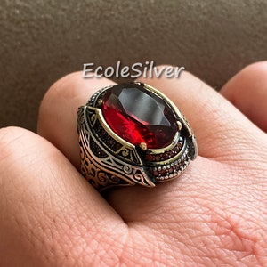 Mens Ruby Stone Ringsterling Silver Men Ringstone Men - Etsy