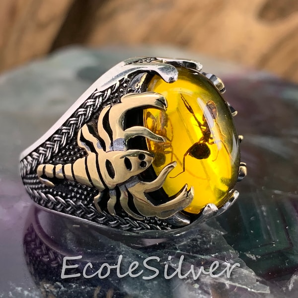 Mens Amber Ring - Etsy