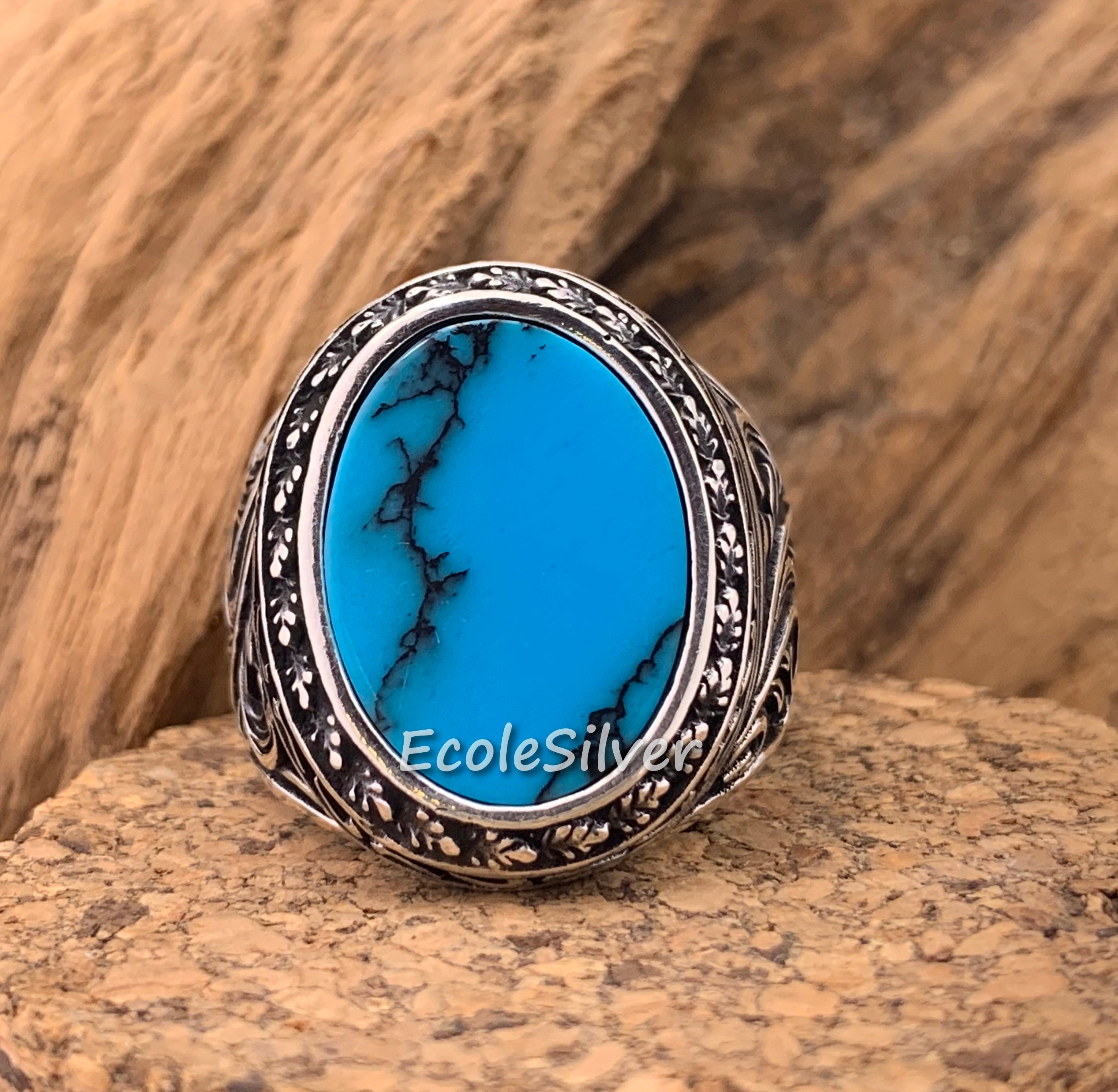 Sterling Silver Mens RingTurquoise Man RingMens Handmade | Etsy