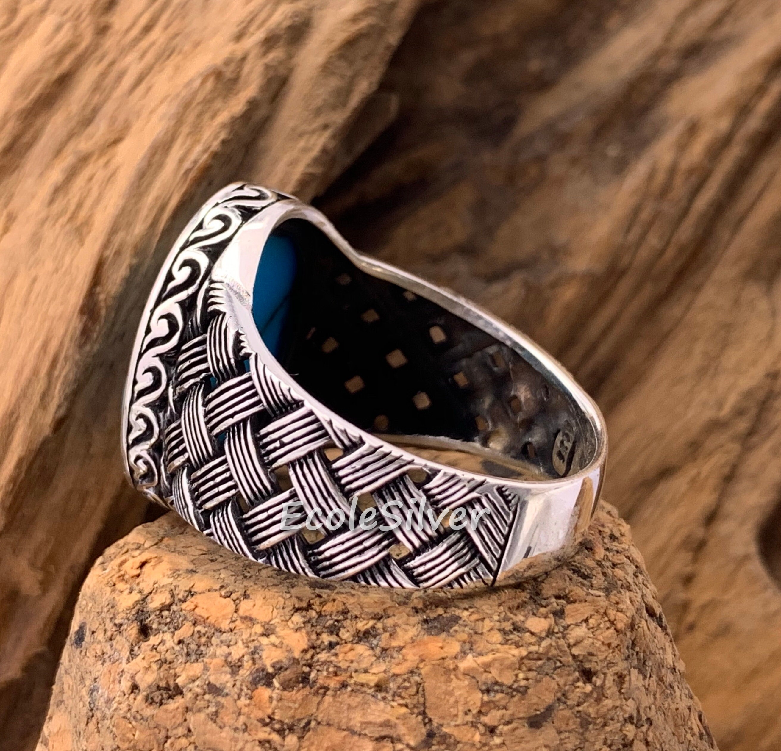 Sterling Silver Mens RingTurquoise Man RingMens Handmade | Etsy