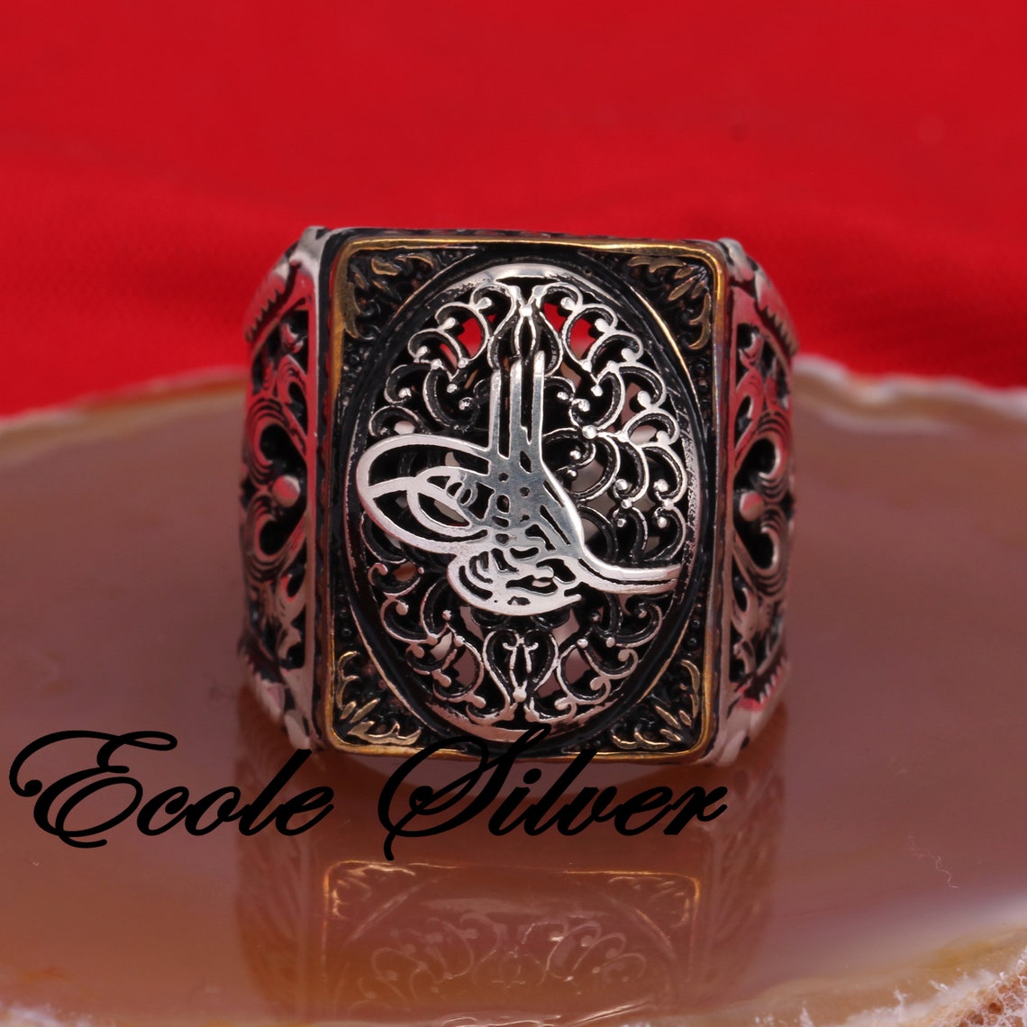 Sterling Silver Mens Ring with Ottoman Sultans SigOttoman | Etsy