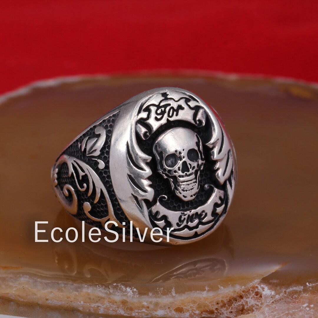 Sterling Silver Mens Ring Skull Ring Pure Silver Solid Silver - Etsy