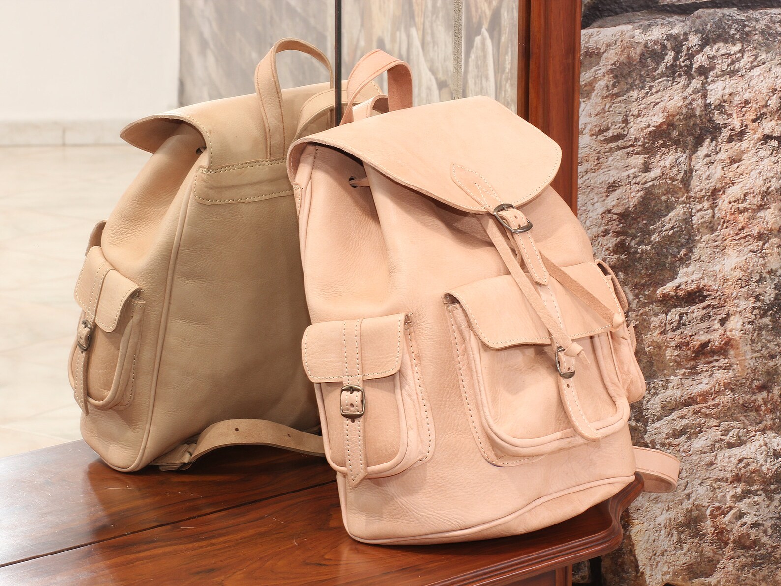 Womens Leather Backpack Beige Backpack Leather Backpack - Etsy