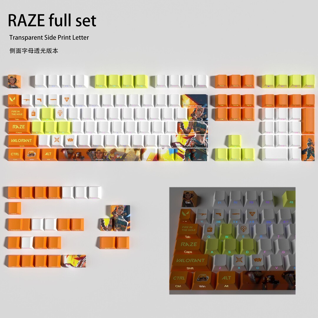 Valorant Raze Keycaps FULL SET OEM Profile Gaming Anime Custom - Etsy