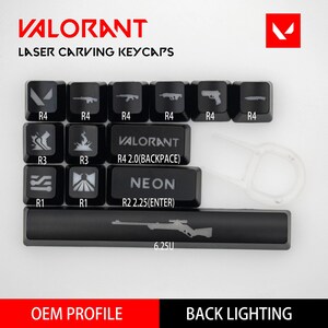 Valorant Neon Keycaps Set Variations OEM Profile Gaming Anime Custom - Etsy