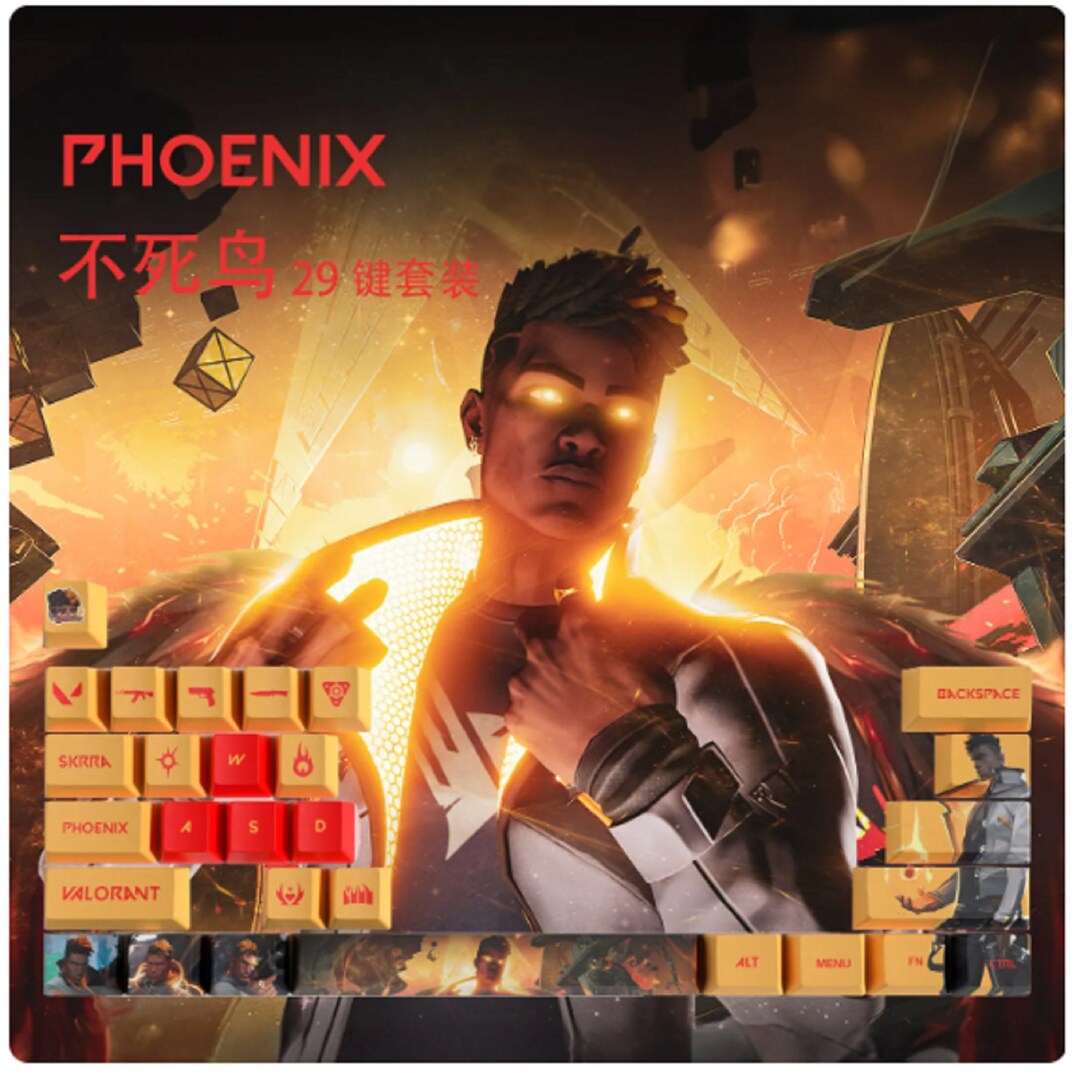 Valorant Phoenix Keycaps Set Variations OEM Profile Gaming Anime Custom ...