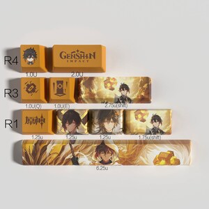 Genshin Impact Zhongli Keycaps OEM Profile Gaming Anime Custom - Etsy ...