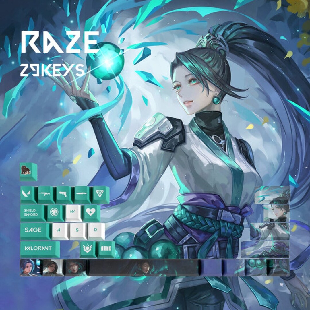 Valorant Sage Keycaps Set Variations OEM Profile Gaming Anime Custom - Etsy