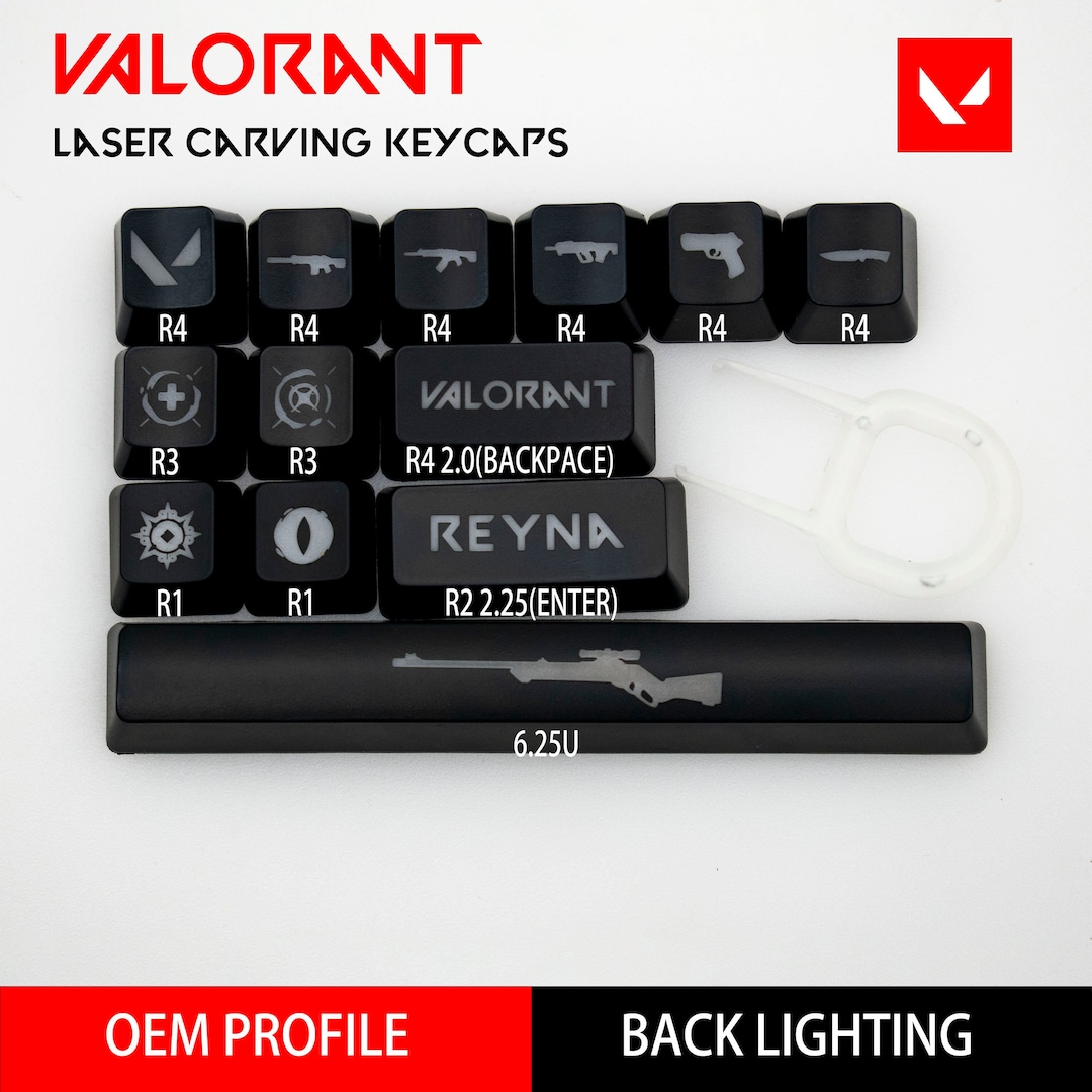 Valorant Reyna Backlit Laser Engraved Keycaps OEM Profile Gaming Anime ...