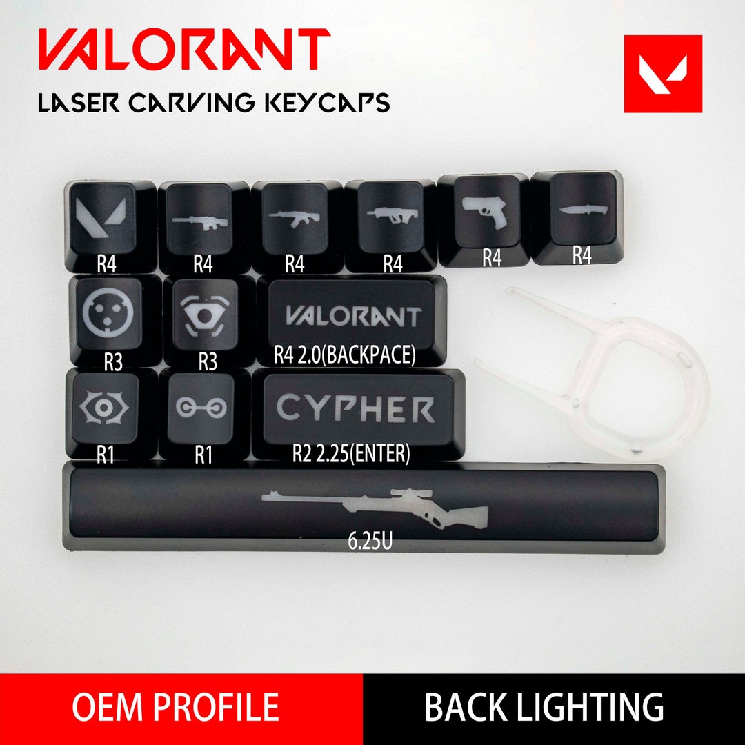 Valorant Cypher Backlit Laser Engraved Keycaps OEM Profile Gaming Anime ...