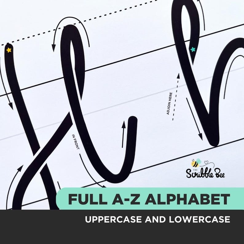 Cursive Script Alphabet Template | Hand-drawn Font for Wire Words (PDF ...