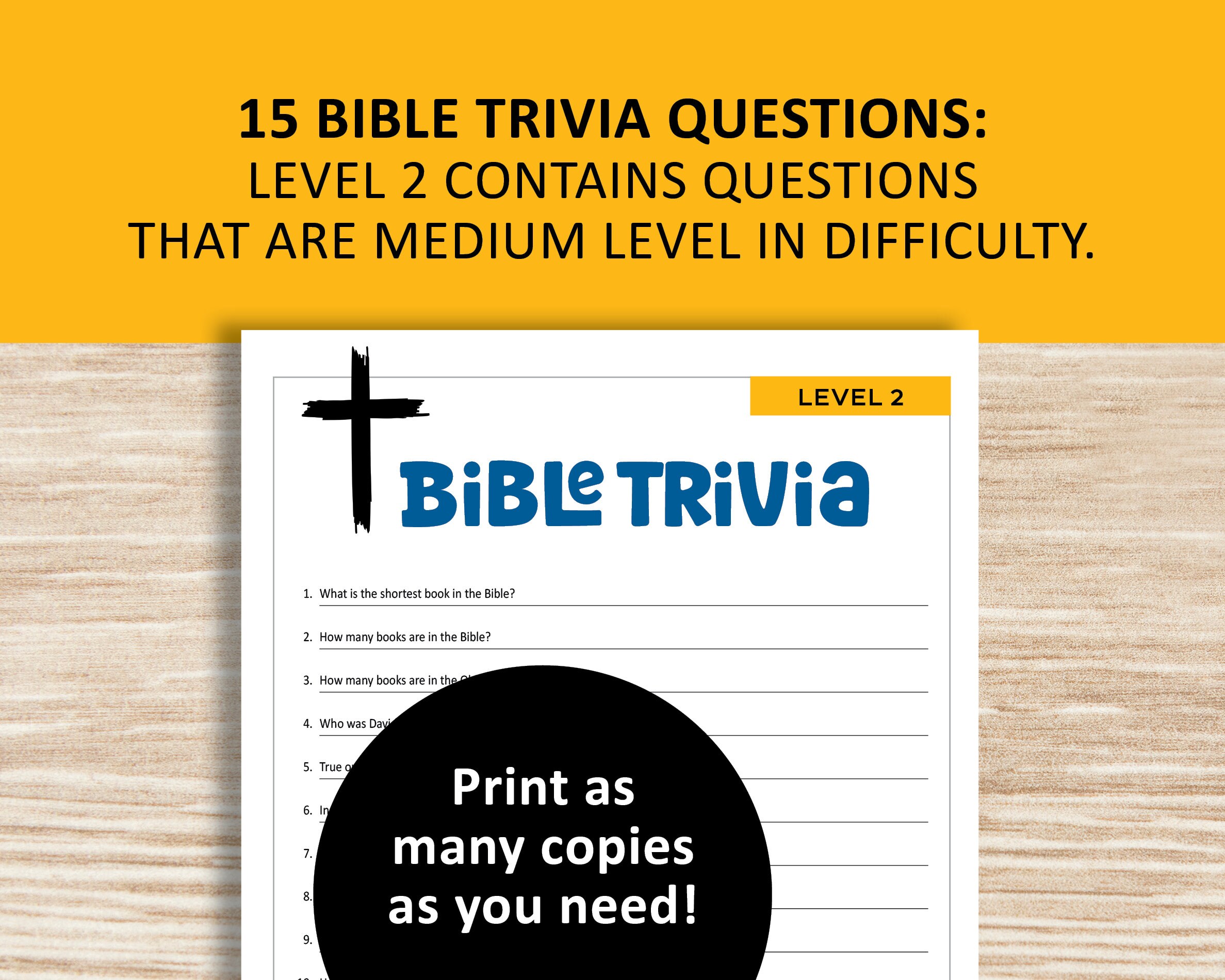 Bible Trivia Game, Printable, Medium Questions, Christian Faith Instant ...