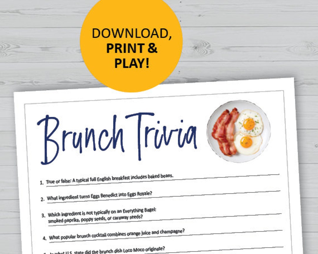 Brunch Trivia Game, Breakfast Questions, Food Printable, Instant ...