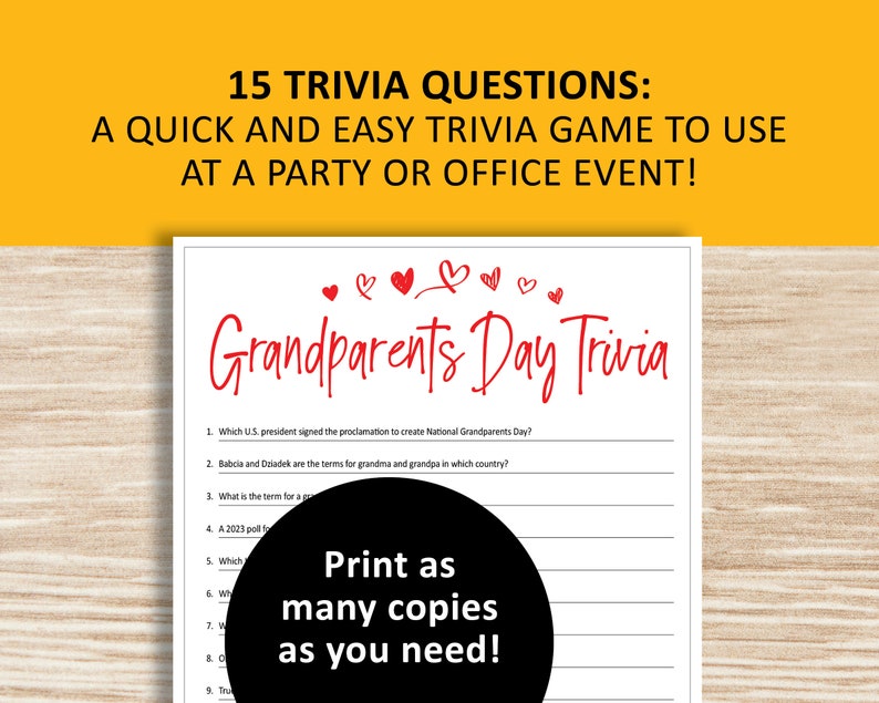 Grandparents Day Trivia Game, Printable Party Games, Grandma and ...