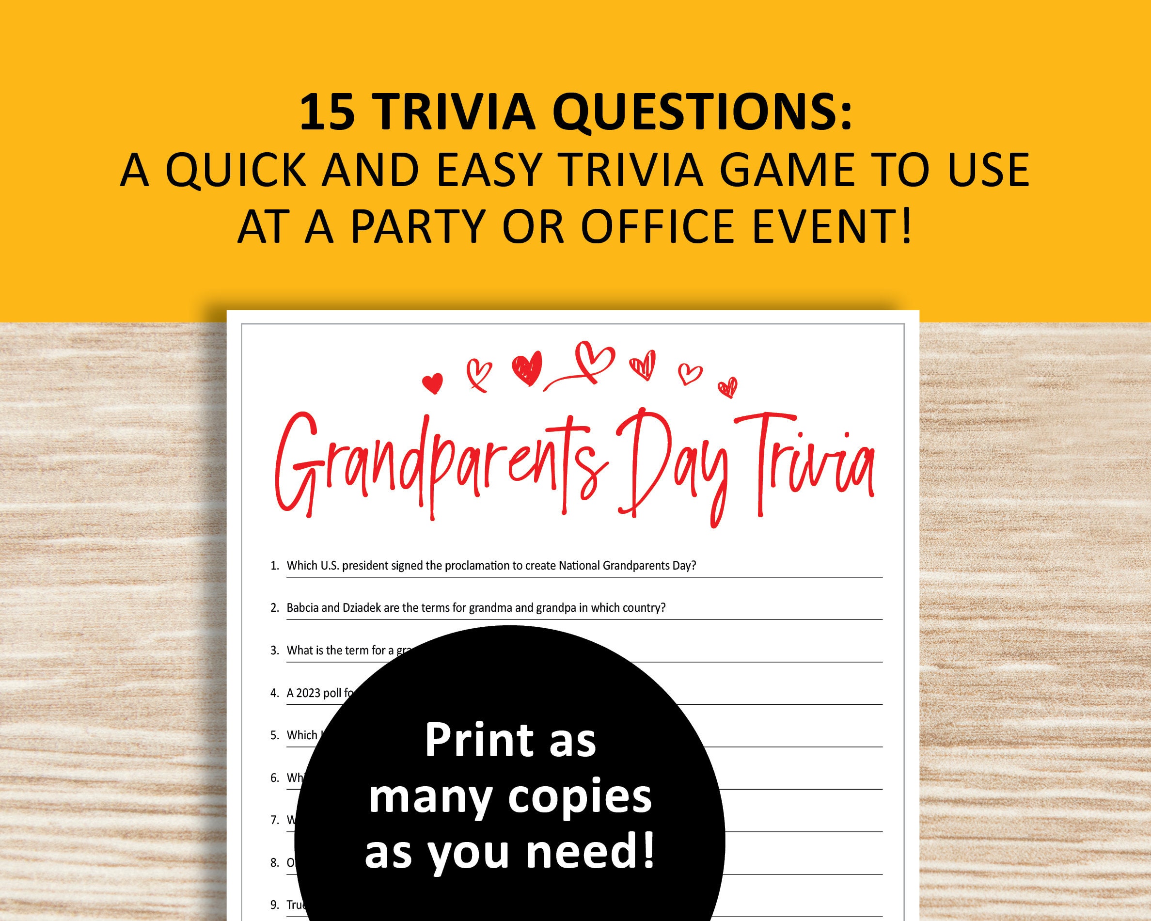 Grandparents Day Trivia Game, Printable Party Games, Grandma and ...