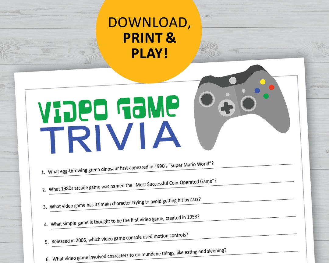 Video Game Trivia Gamers Printable Instant Download Party - Etsy