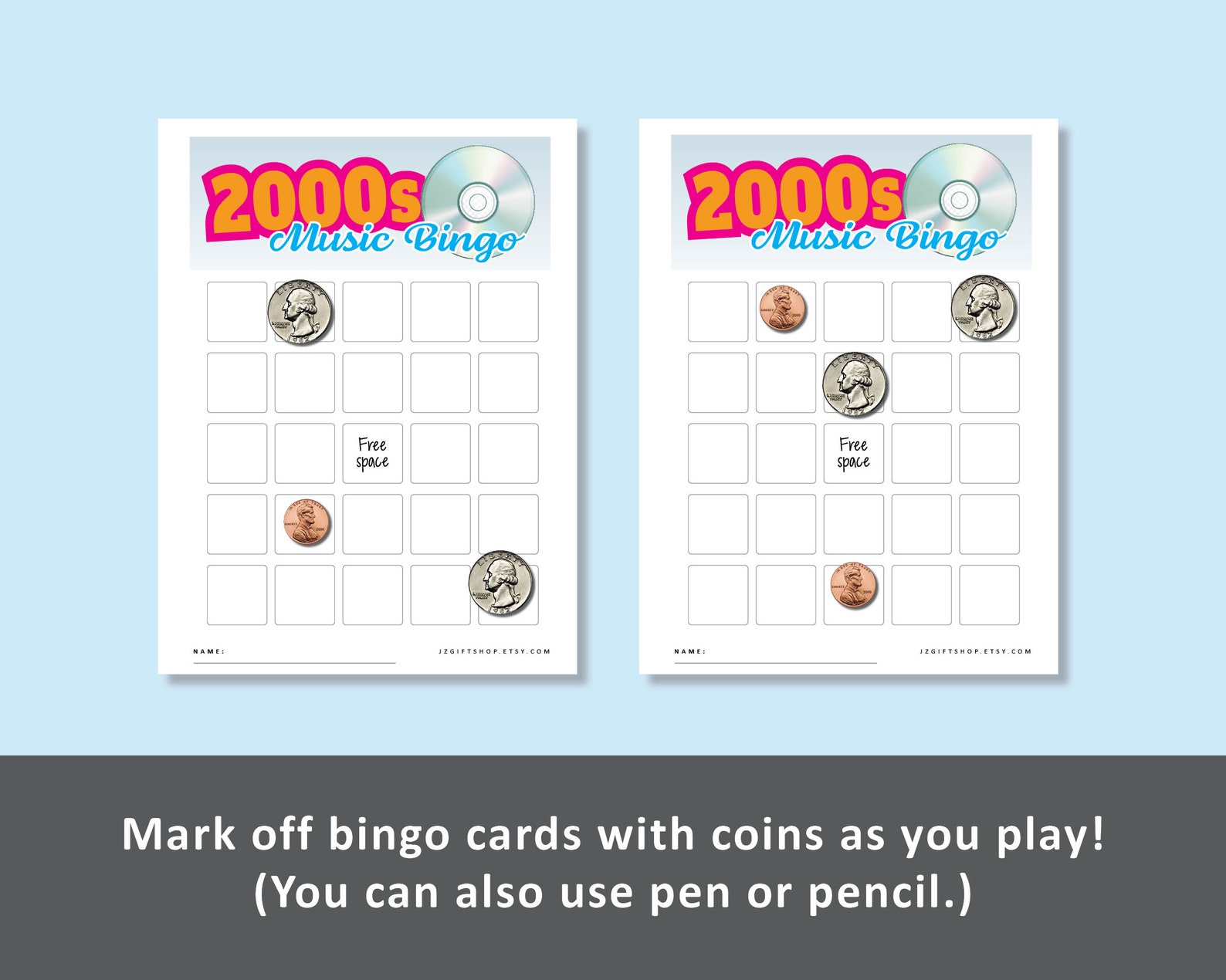 2000s Music Bingo Game, 20 Unique Boards (instant Download) - Etsy