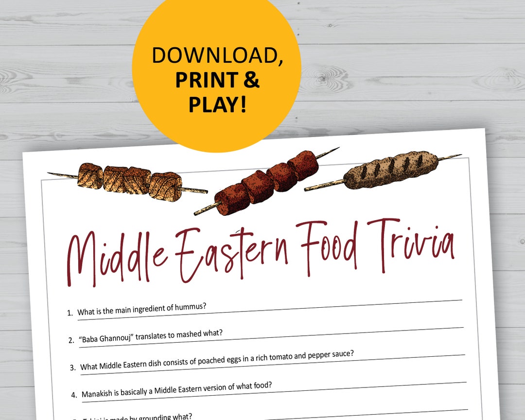 Middle Eastern Food Trivia Game, Cooking Printable, Instant Download ...