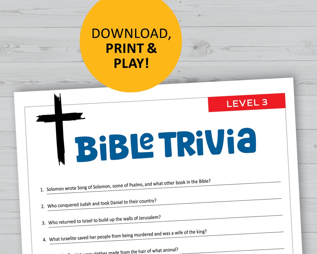 Bible Trivia Game, Printable, Hard Questions, Christian Faith Instant ...