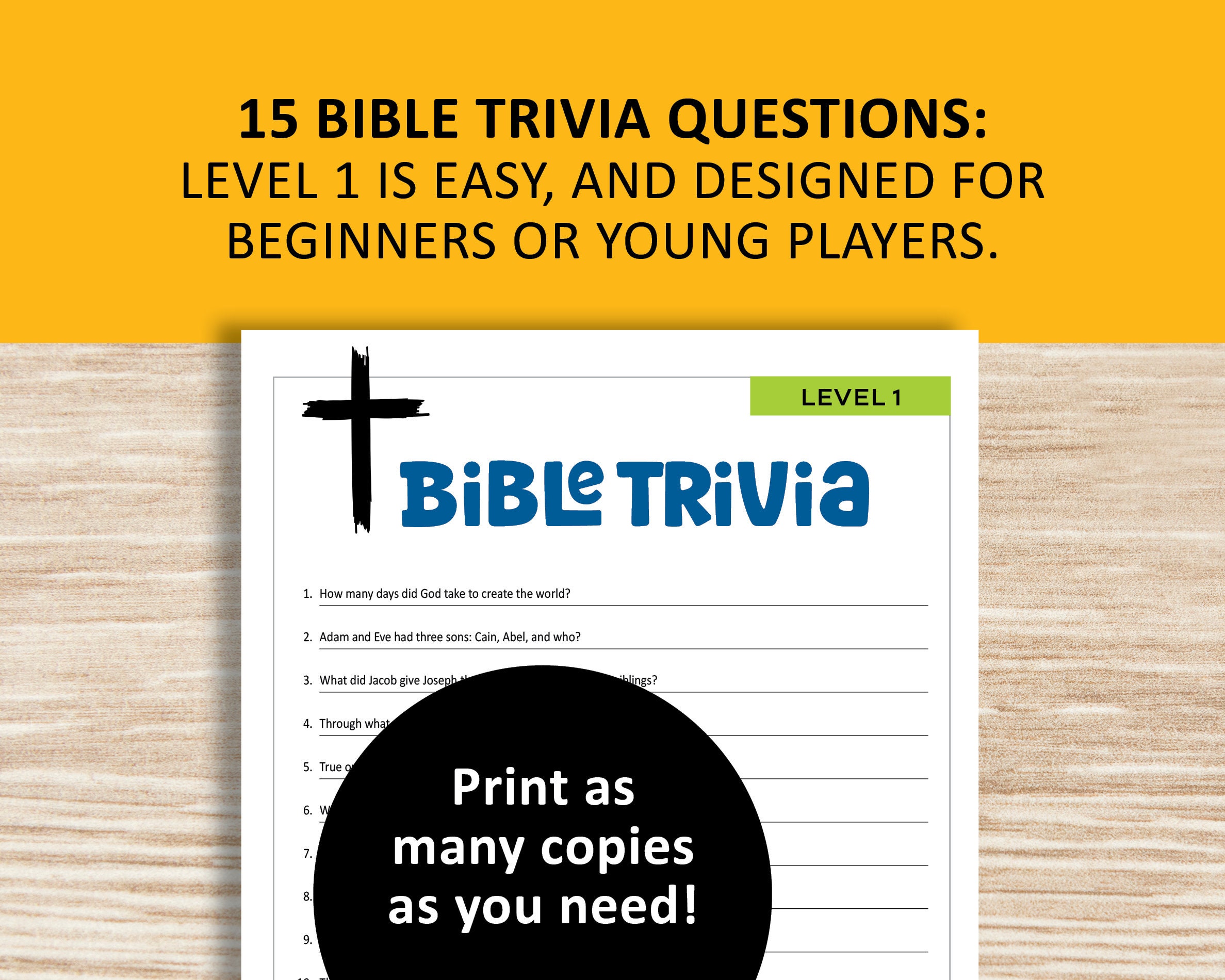 Bible Trivia Game, Printable, Easy Questions, Christian Faith Instant ...