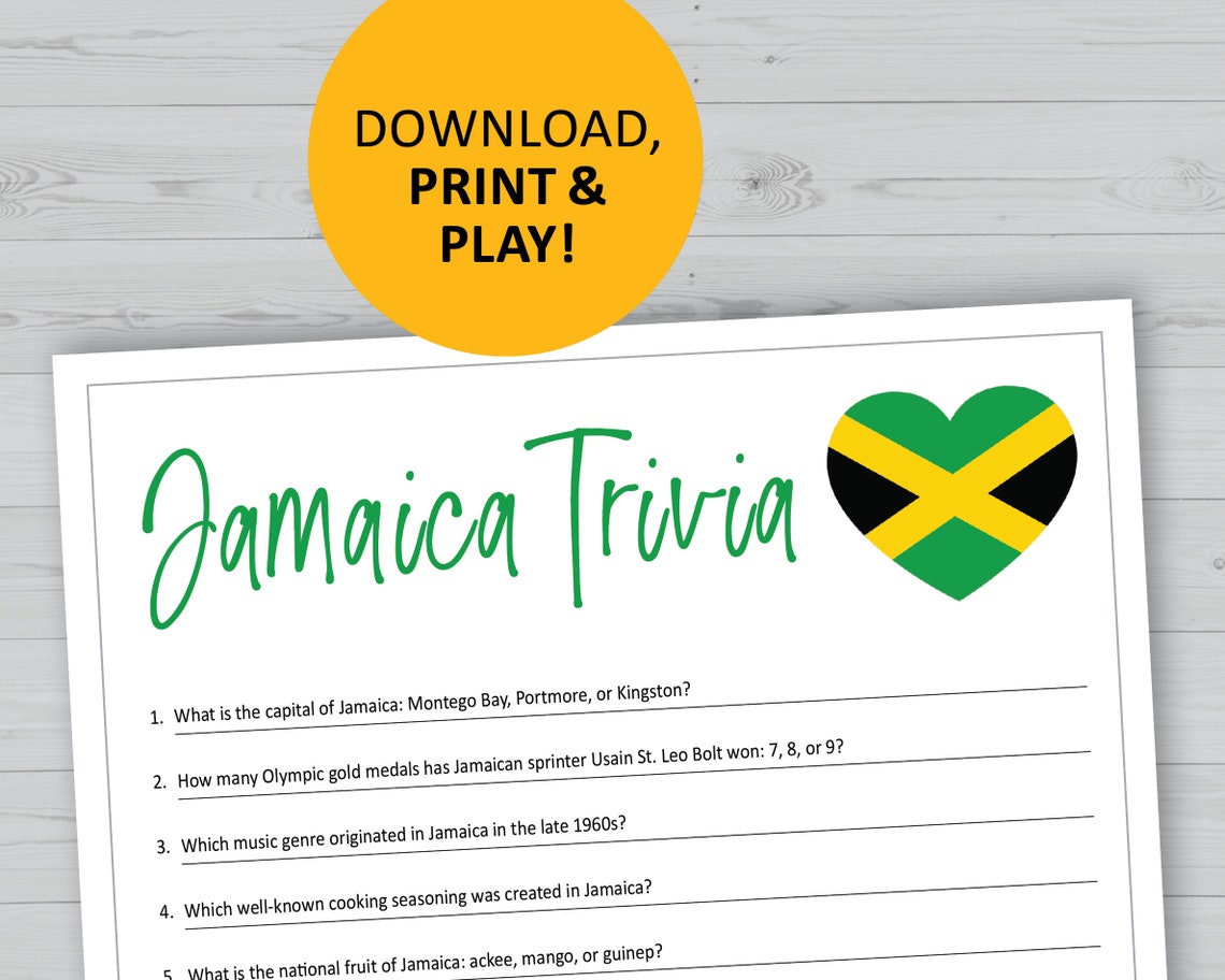 Jamaica Trivia Game Printable, Caribbean History Questions, Instant ...