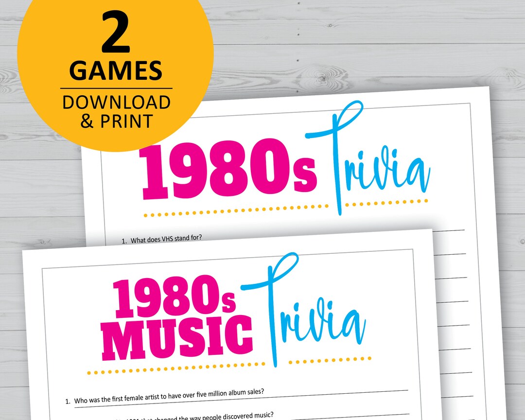 1980s Trivia Game Bundle, 80s History, Music, Pop Culture Printable ...