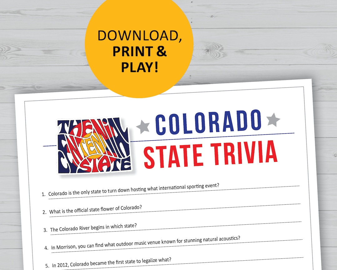 Colorado Trivia Game, Printable, U.S. State Instant Download, Family ...