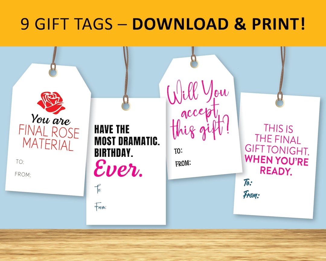 The Bachelor Gift Tags, Birthday Printable Digital Download, Bachelor ...