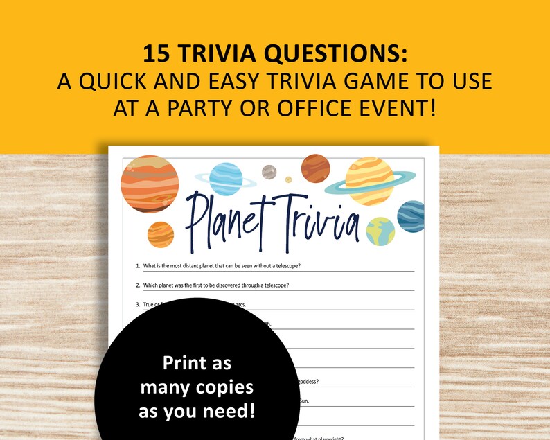 Planet Trivia Game, Solar System Planets Printable, Science Instant ...
