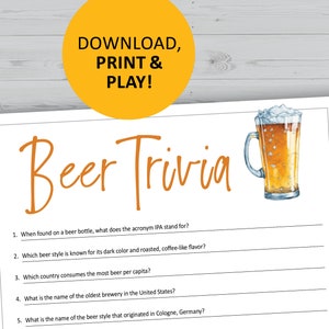 Beer Trivia Game, Printable Bachelor Party Games, Instant Download ...