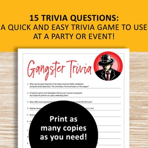 Gangster Trivia Game, 1920s Party Printable, Instant Download Games ...