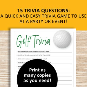 Golf Trivia Game, Sports Printable, Instant Download - Etsy