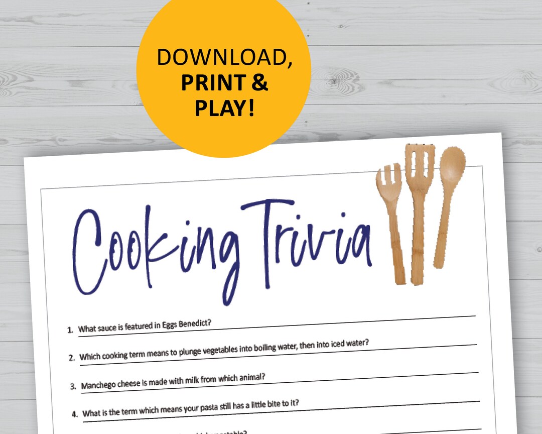 Cooking Trivia Game, Printable, Instant Download, Party Games ...