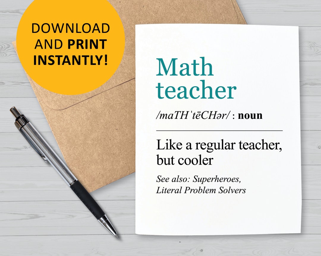 Math Teacher Card, Funny Cards From Students, Kids, Teachers ...