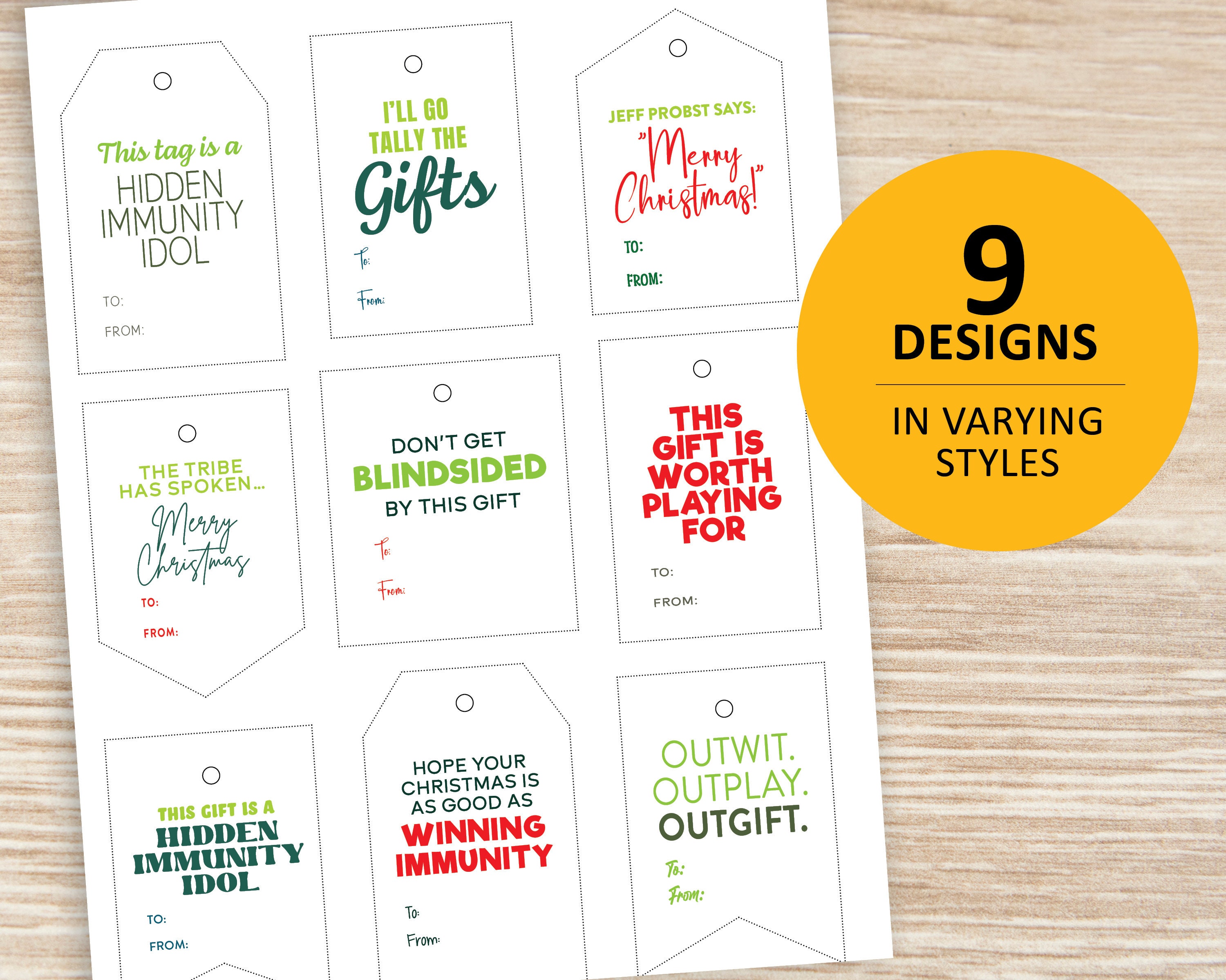 Survivor Gift Tags Christmas Printable Digital Download TV - Etsy