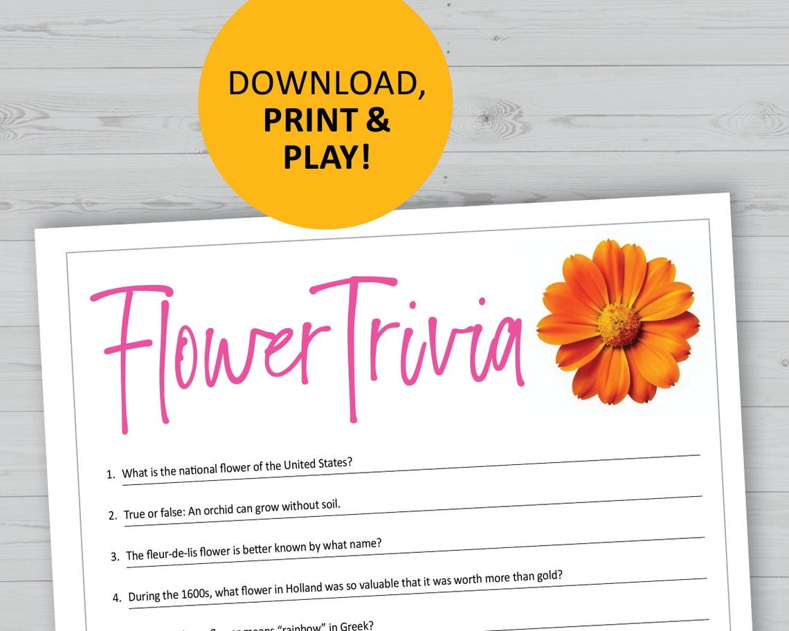 Flower Trivia Game, Nature Printable, Instant Download, Party Games ...