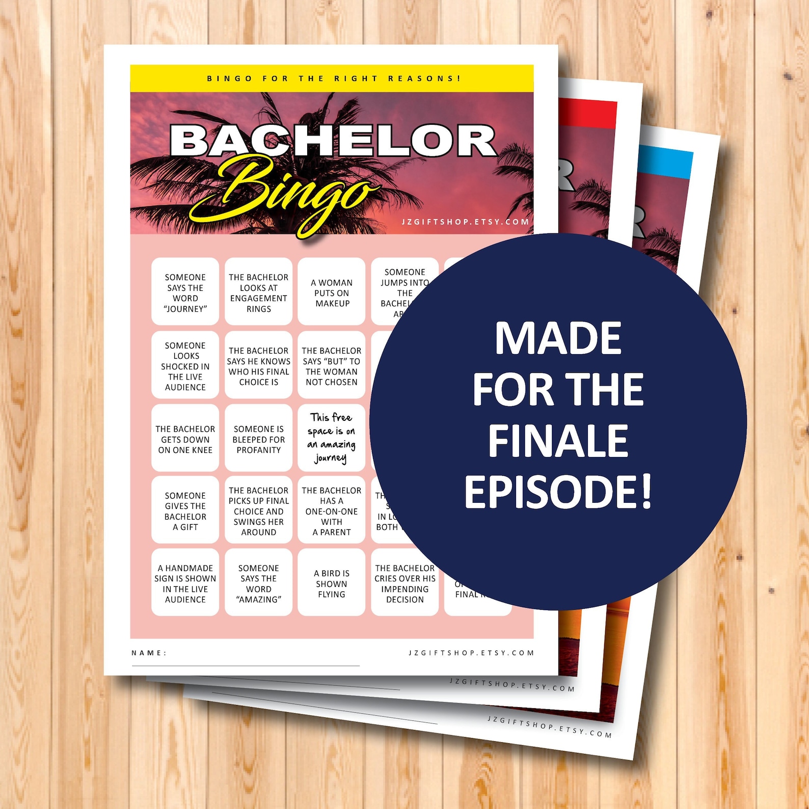 The Bachelor Finale Bingo Boards, Tv Show Printable Bingo Card Game ...