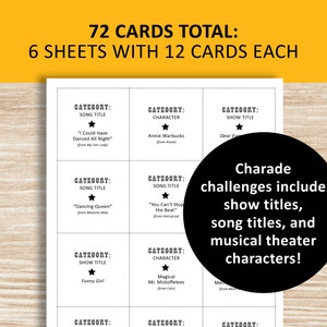 Broadway Charades Game, Musical Theater Printable, Instant Download Fan ...