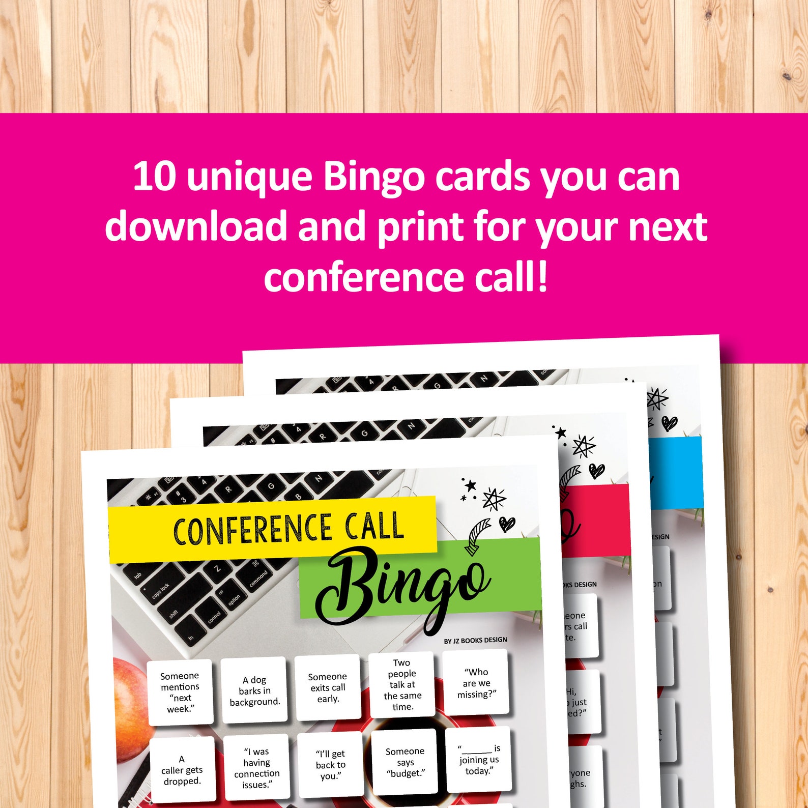 Conference Call Bingo Boards, Printable Bingo Game, Work From Home ...