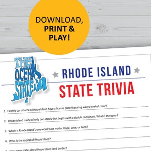 Rhode Island Trivia Game, Printable, U.S. State Instant Download ...